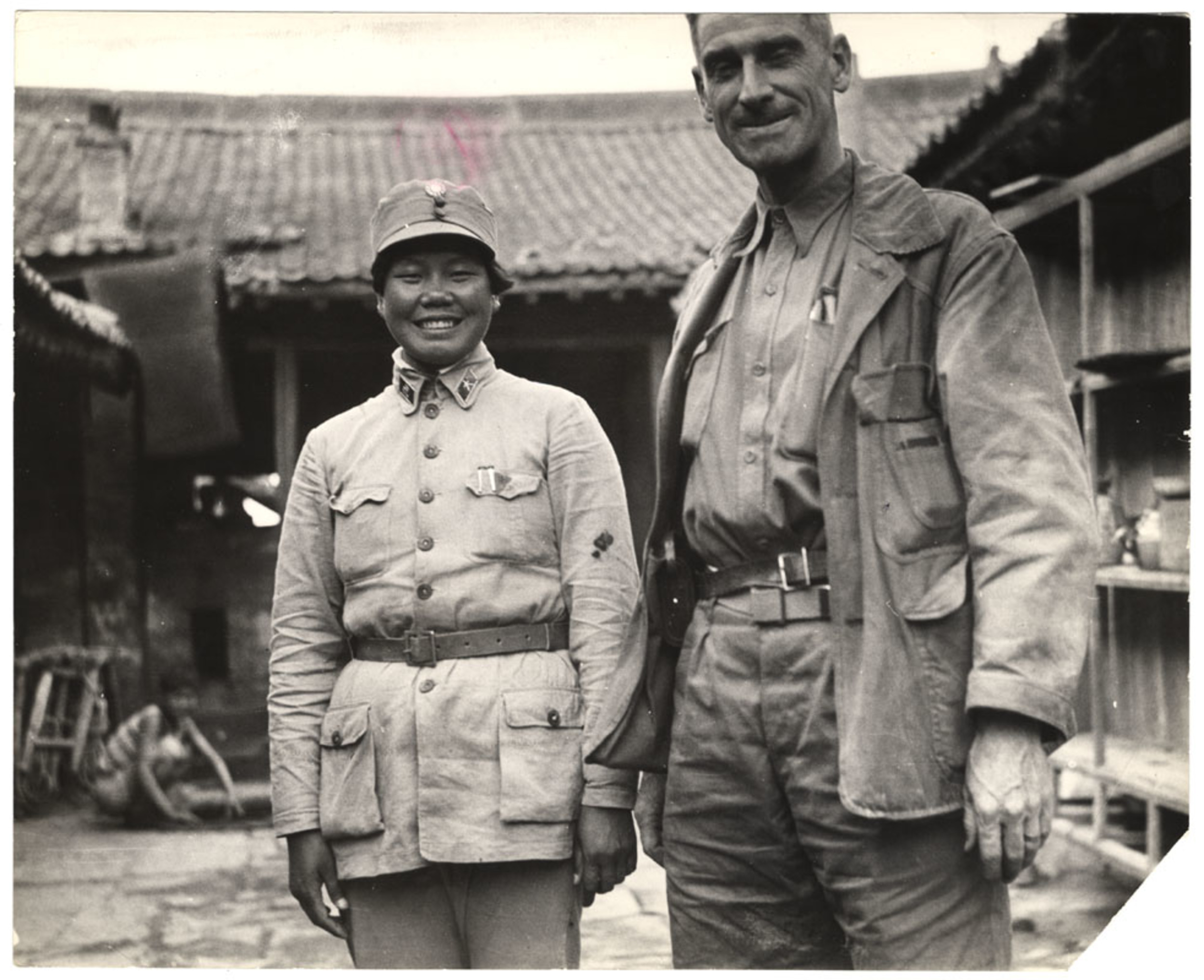 [U.S. military observer Evans Fordyce Carlson with a soldier, China ...