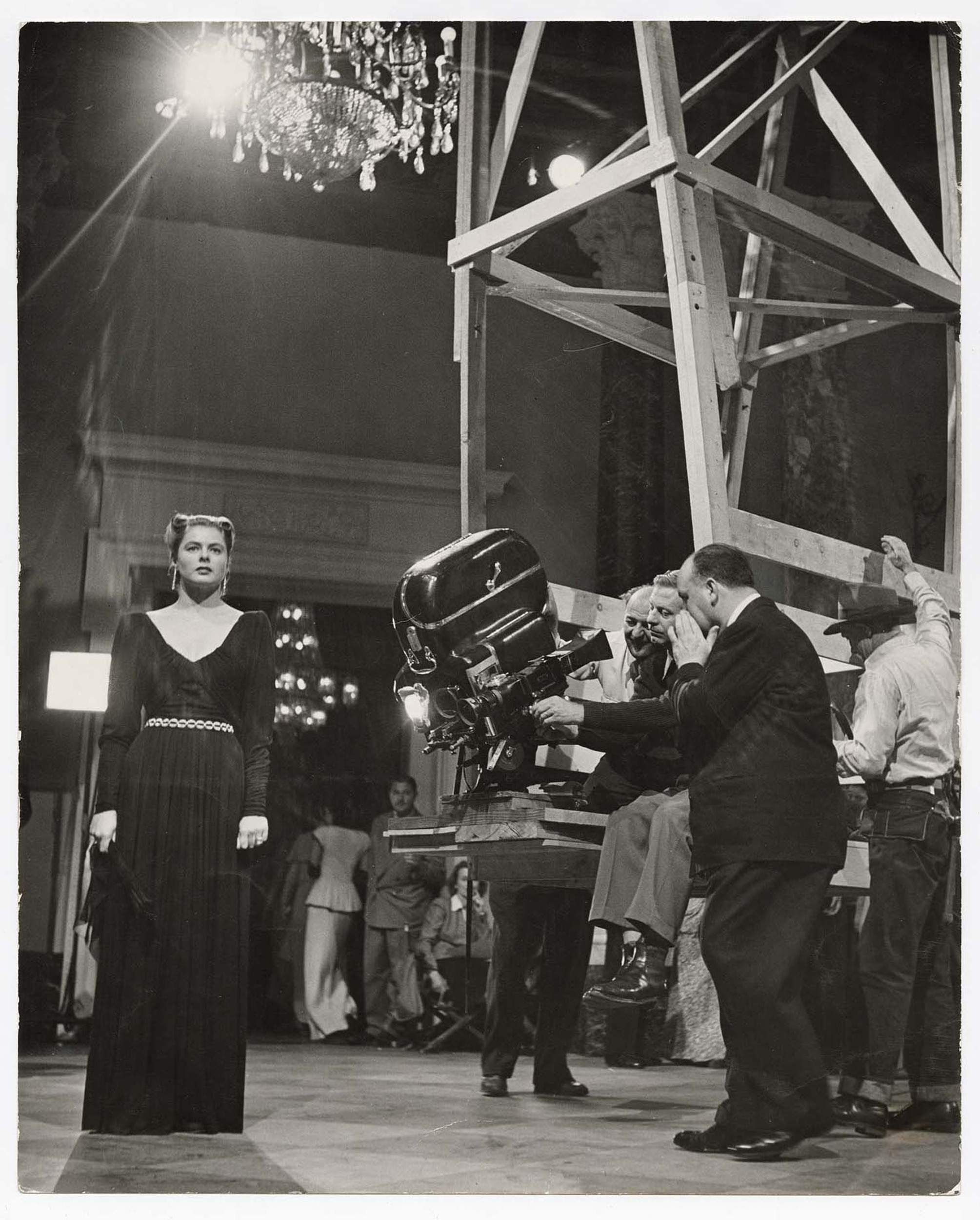 [Movie director Alfred Hitchcock (second right) directing cameraman to ...