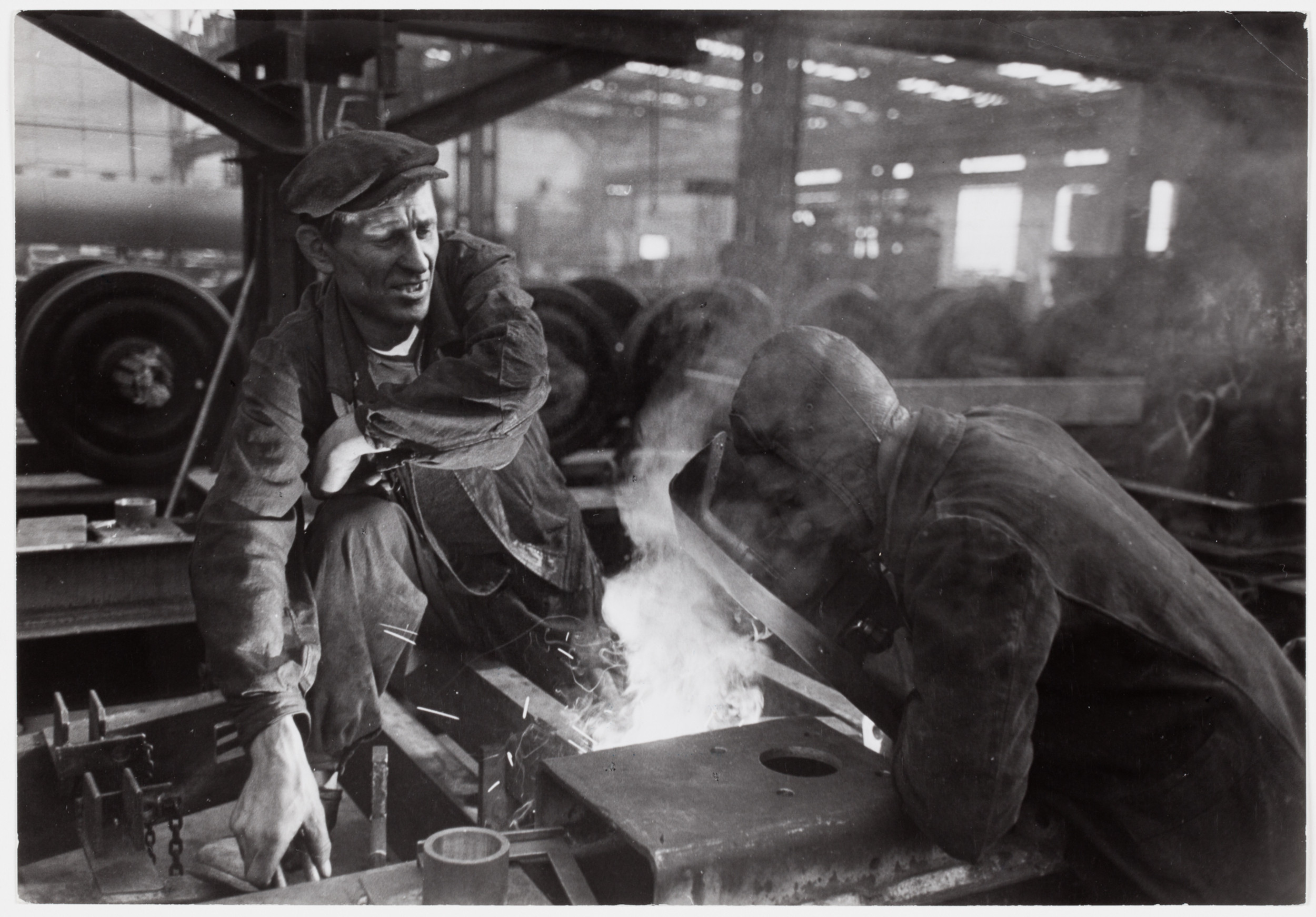 [Men welding in railroad car factory, Wroclaw, Poland] | International ...