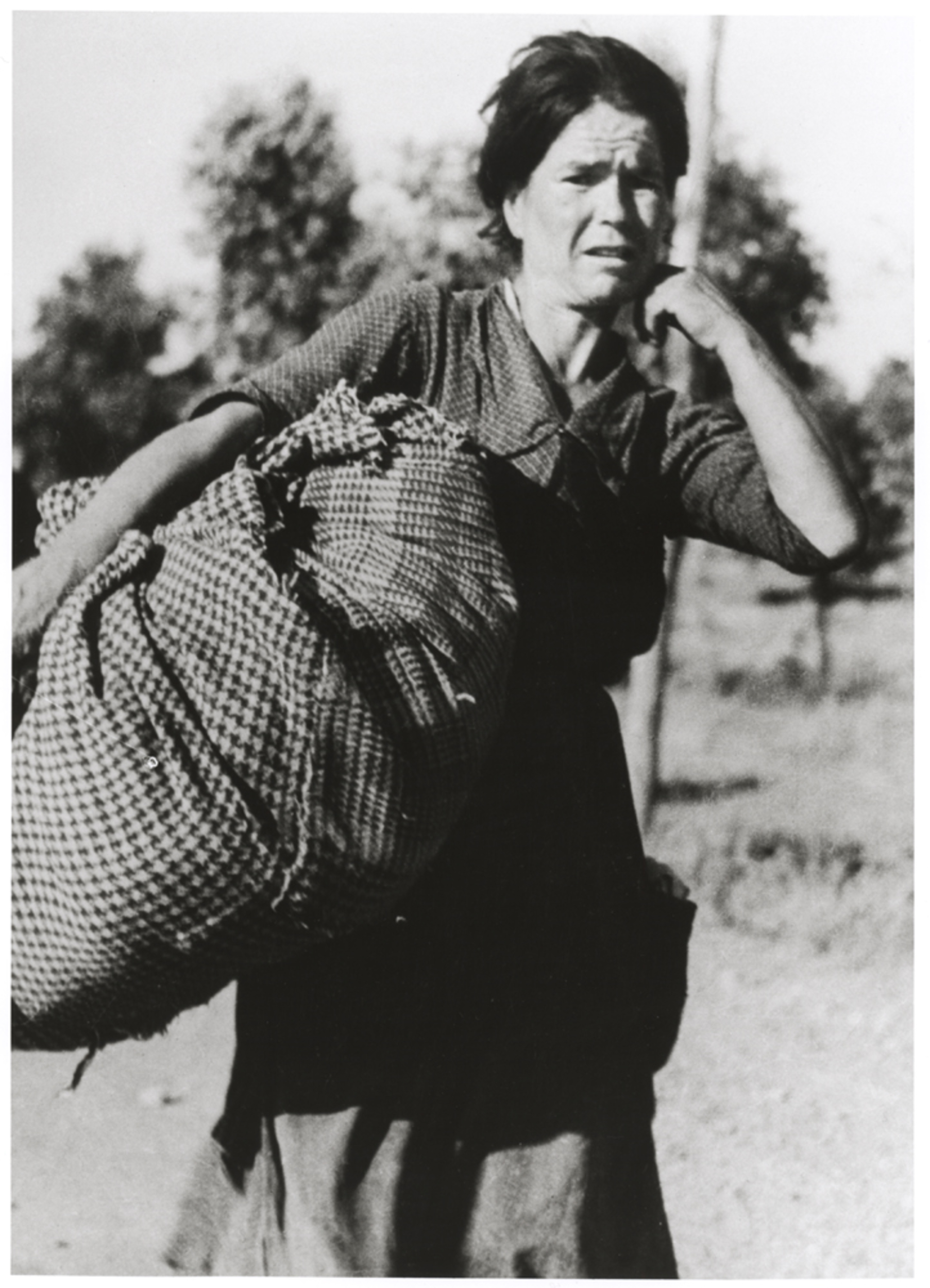[Refugee on the road fleeing a Nationalist air raid, near Cerro Muriano ...