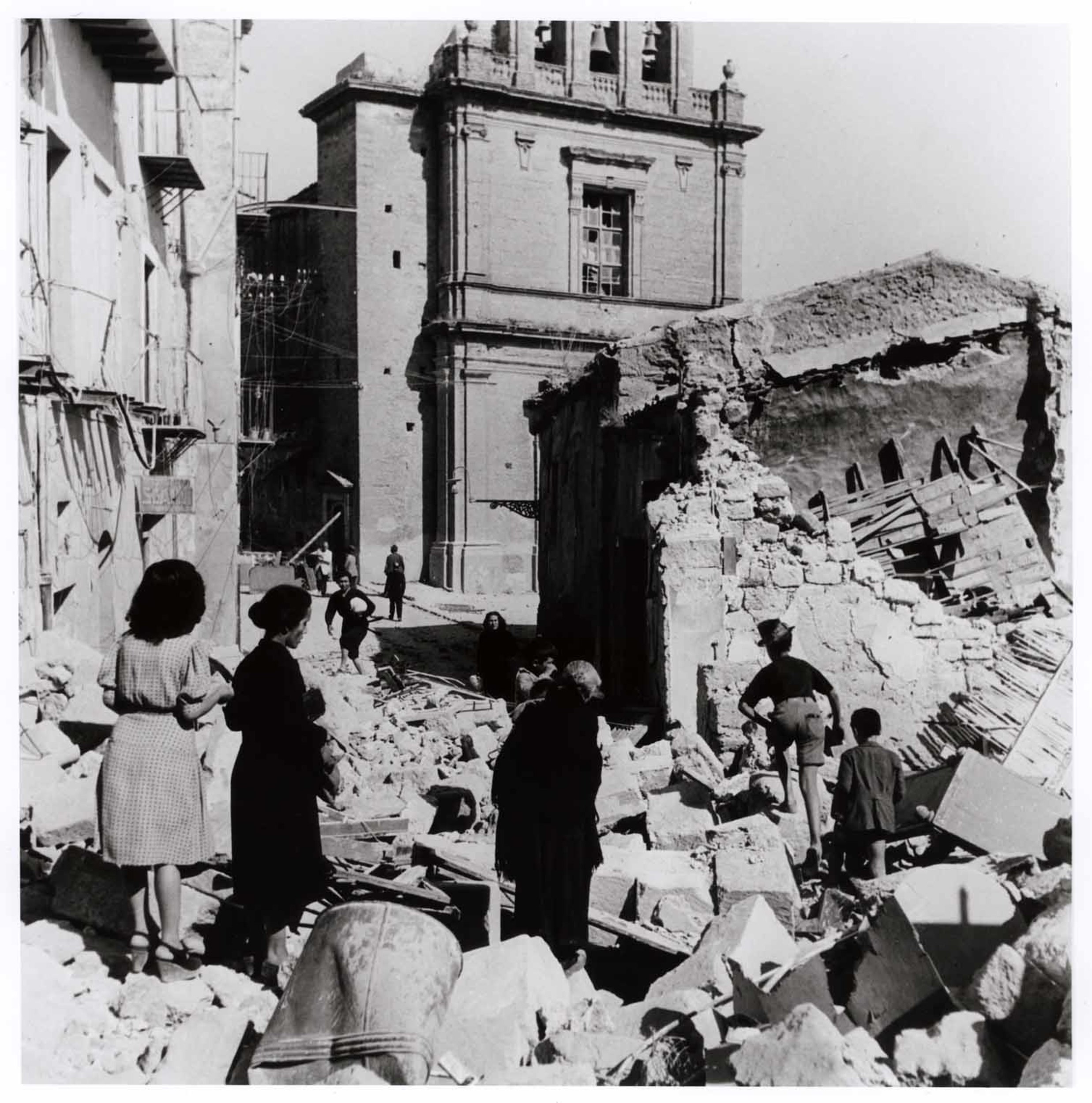 [Group of people amid rubble, Agrigento, Sicily] | International Center ...