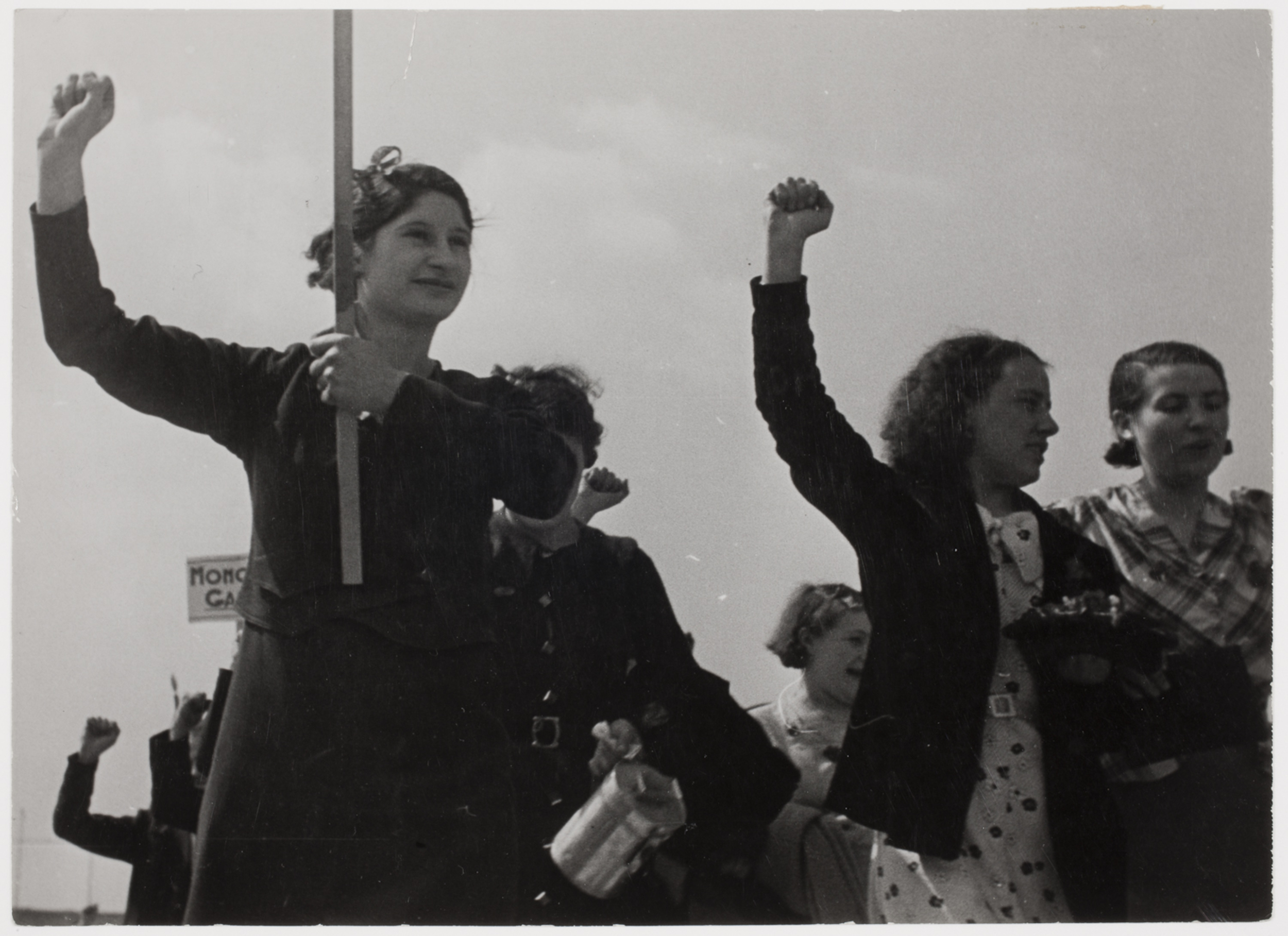 [Young women marching and saluting in a parade, Buffalo Stadium, Paris ...