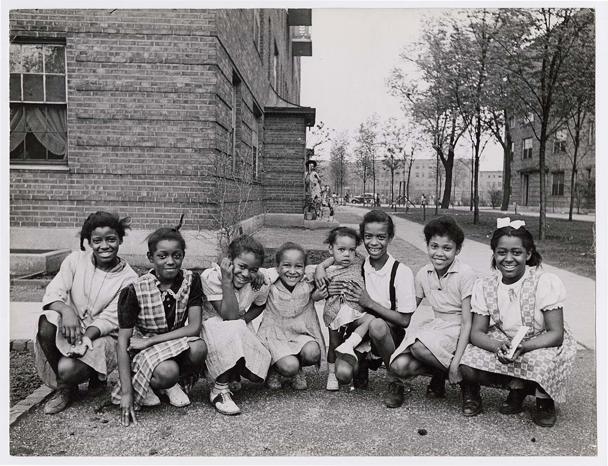 [Group of African American girls posing on the South Side of Chicago ...