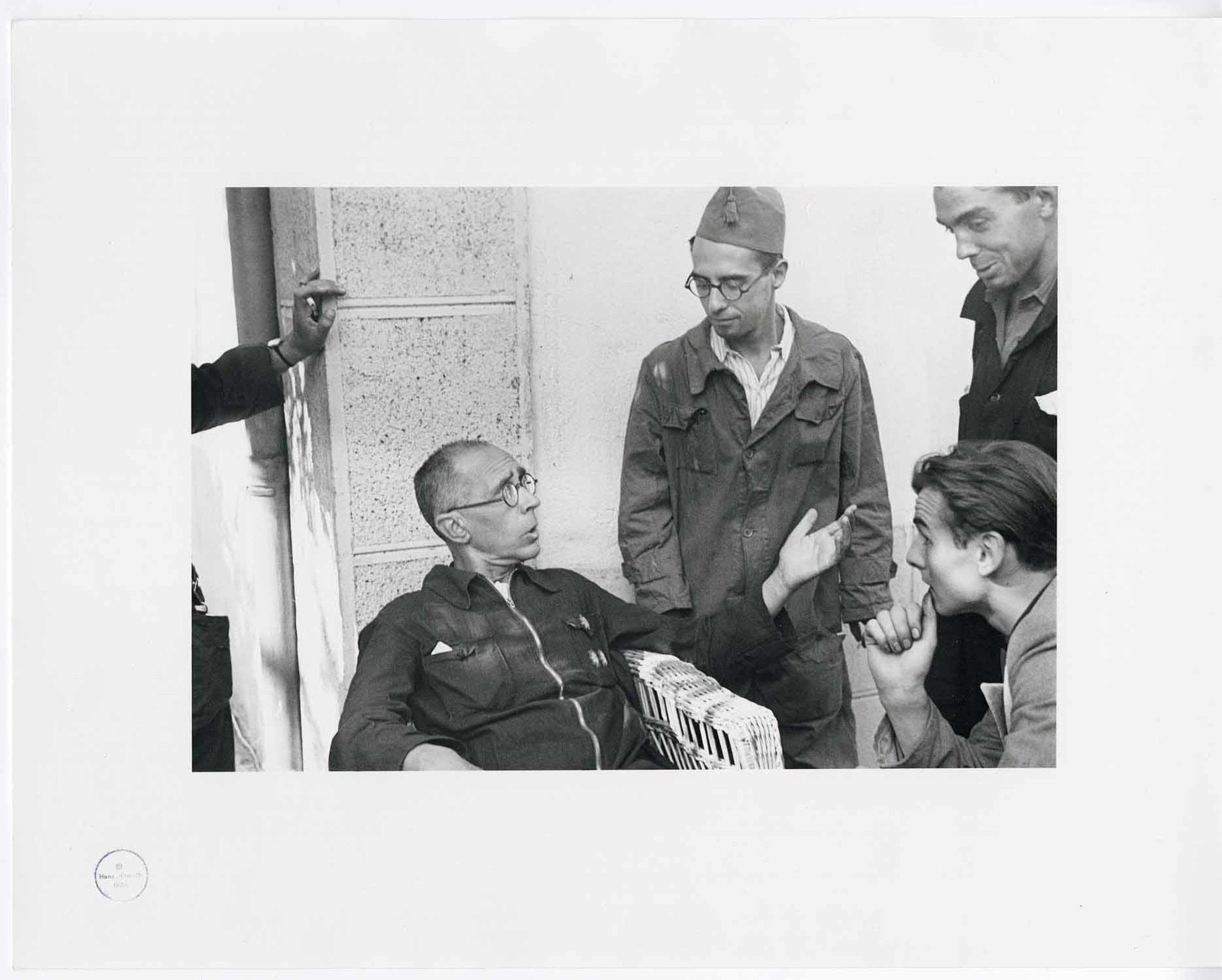 Colonel Julio Mangada, one of the defenders of Madrid, talking with ...