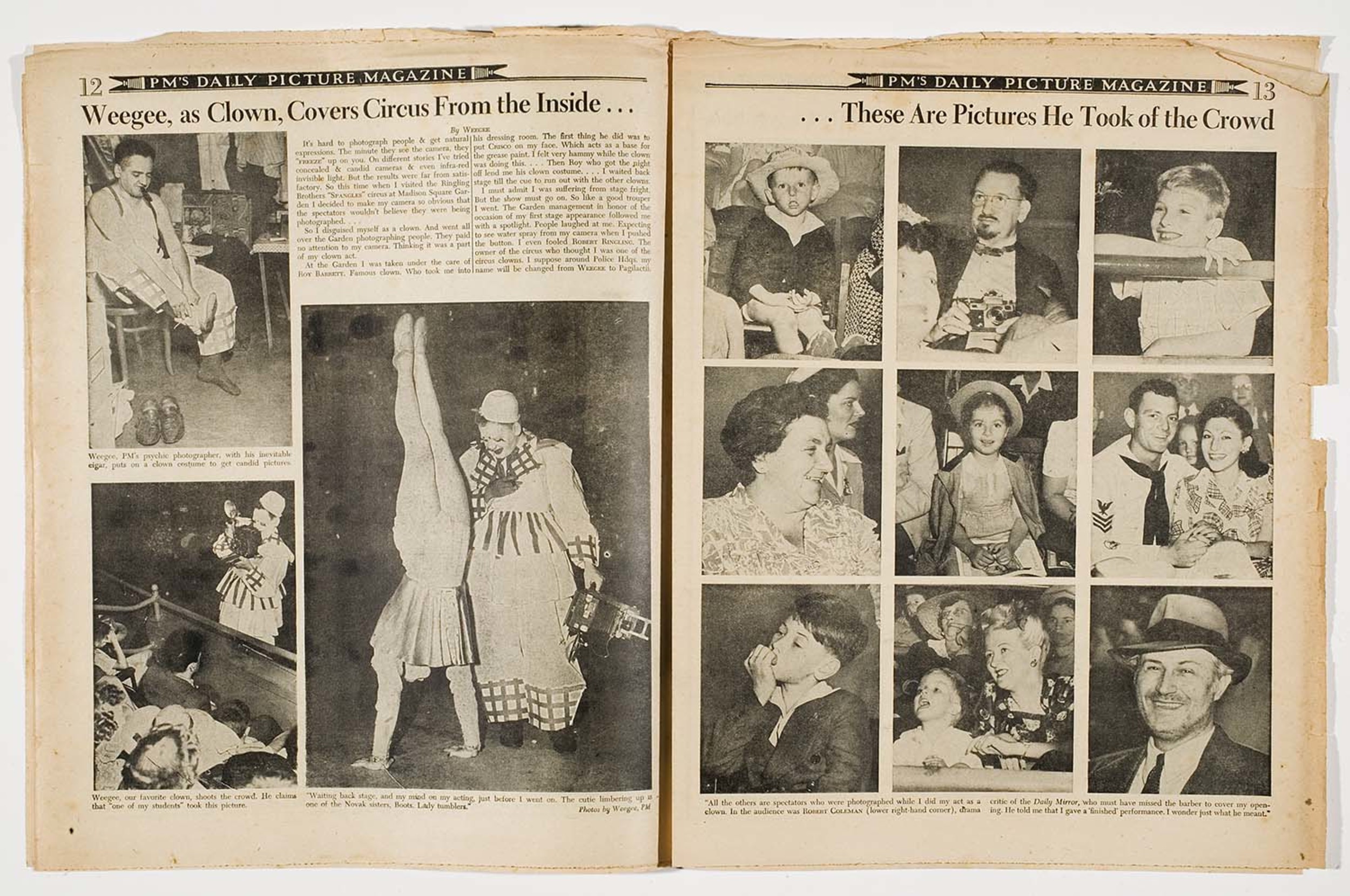 "Weegee, as Clown, Covers Circus From the Inside" | International ...