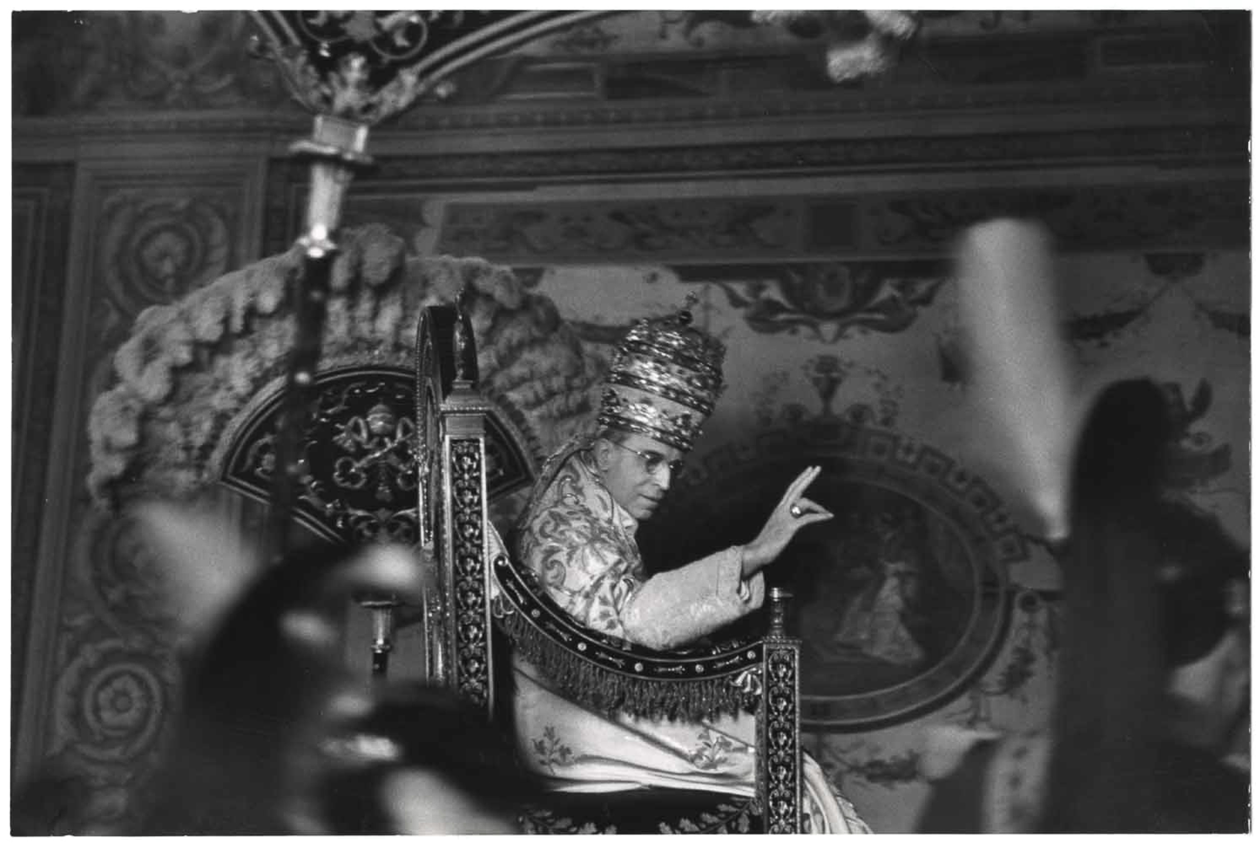 [Pope sitting on an ornate chair, blessing people, Rome, Italy ...