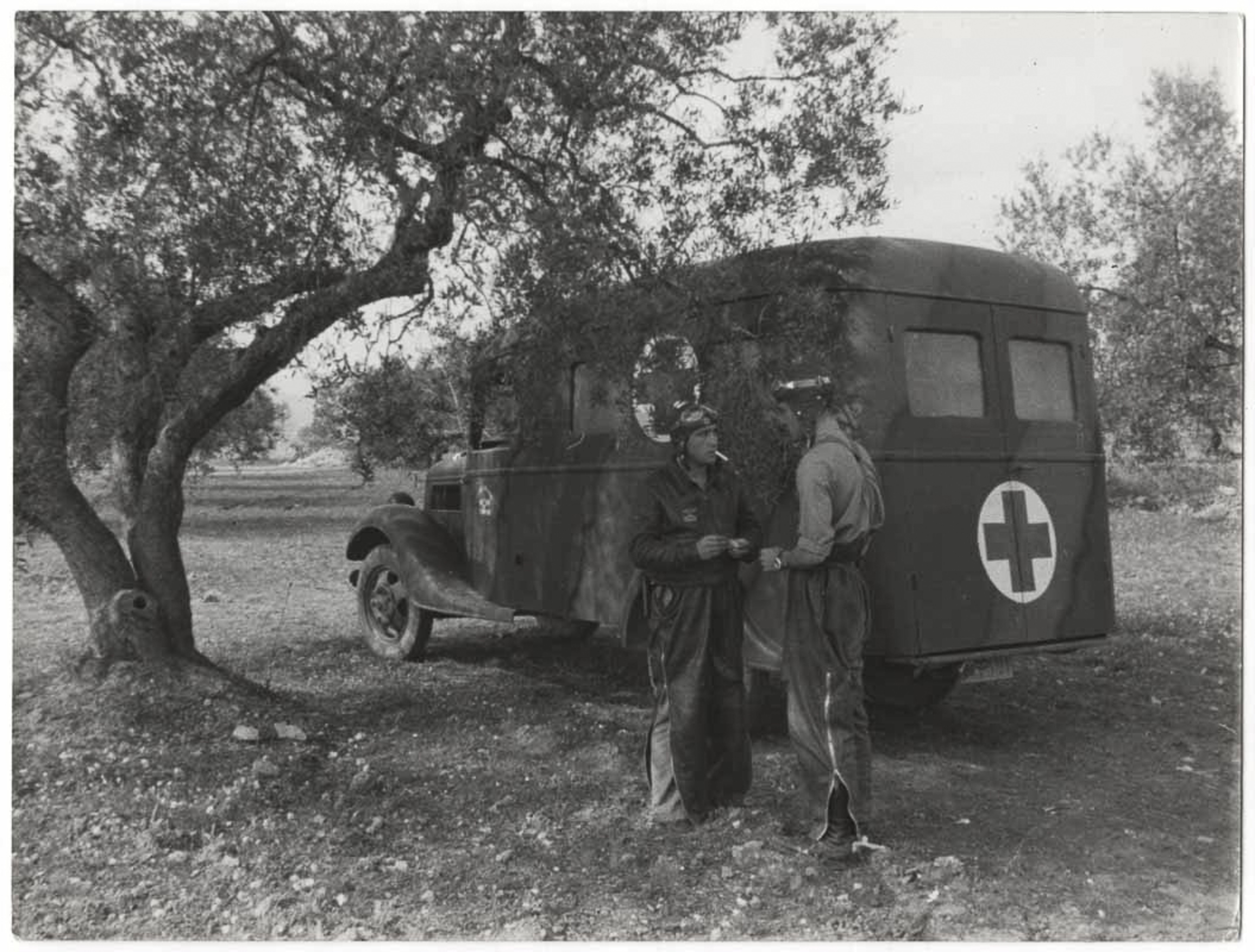 [Ambulance and drivers, Spain] | International Center of Photography