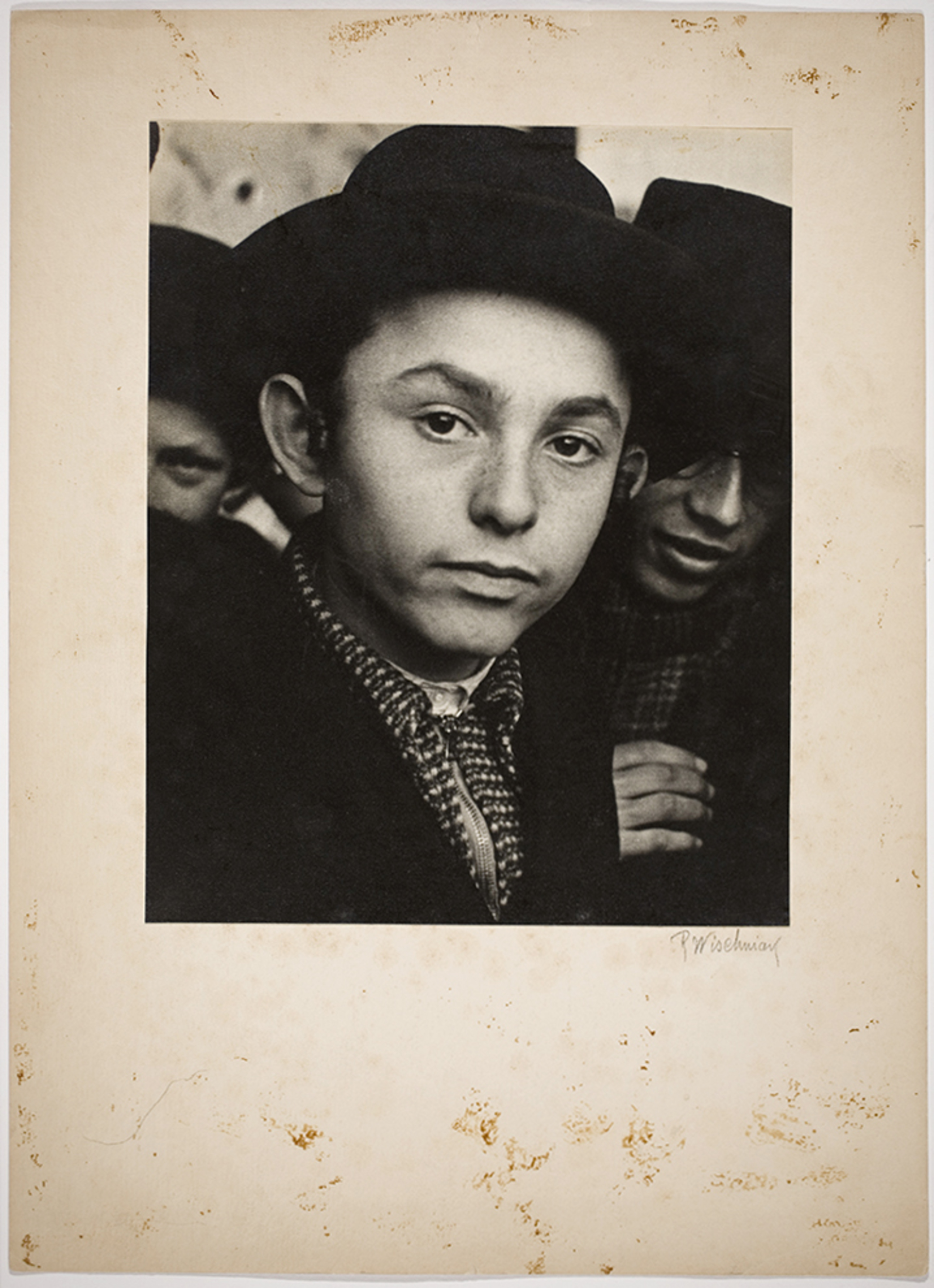 [Students gathering outside the yeshiva of Rabbi Baruch Rabinowitz ...