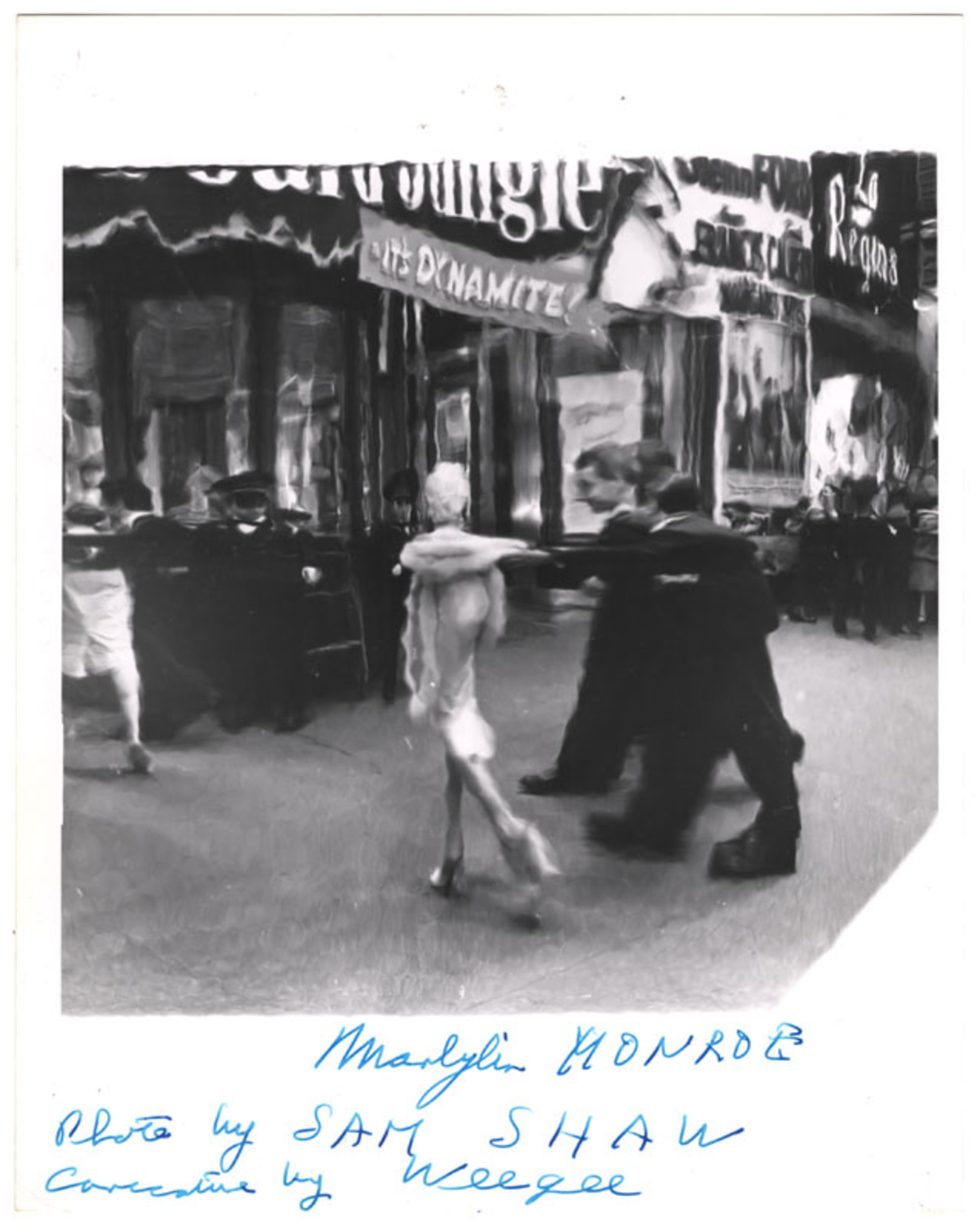 Marilyn Monroe. Photo by Sam Shaw. Caricature by Weegee ...