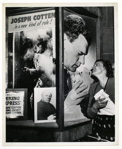 [Fan smiling at poster of Joseph Cotten] | International Center of ...