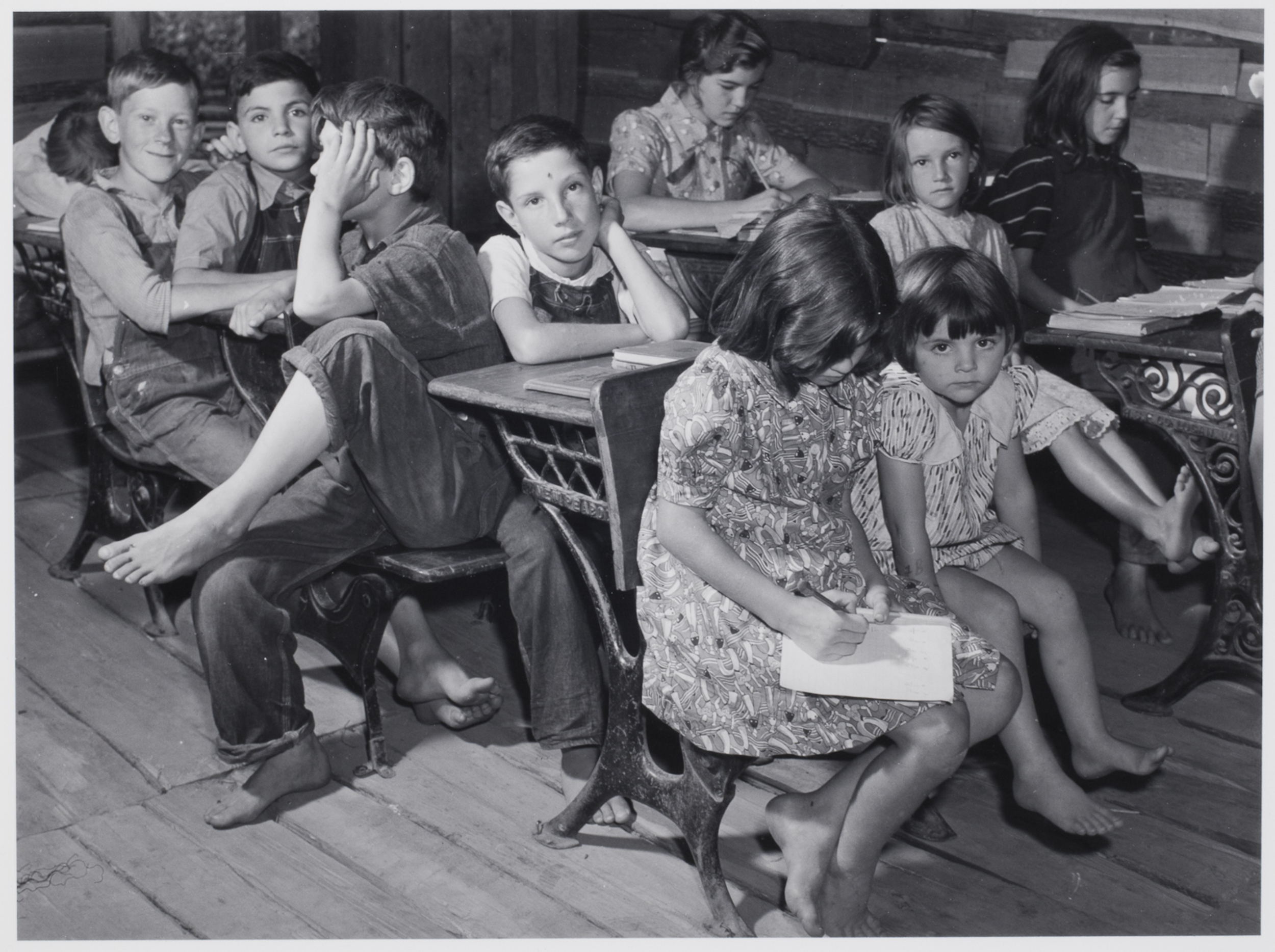 Crowded conditions and lack of equipment in schoolhouse, Breathitt ...