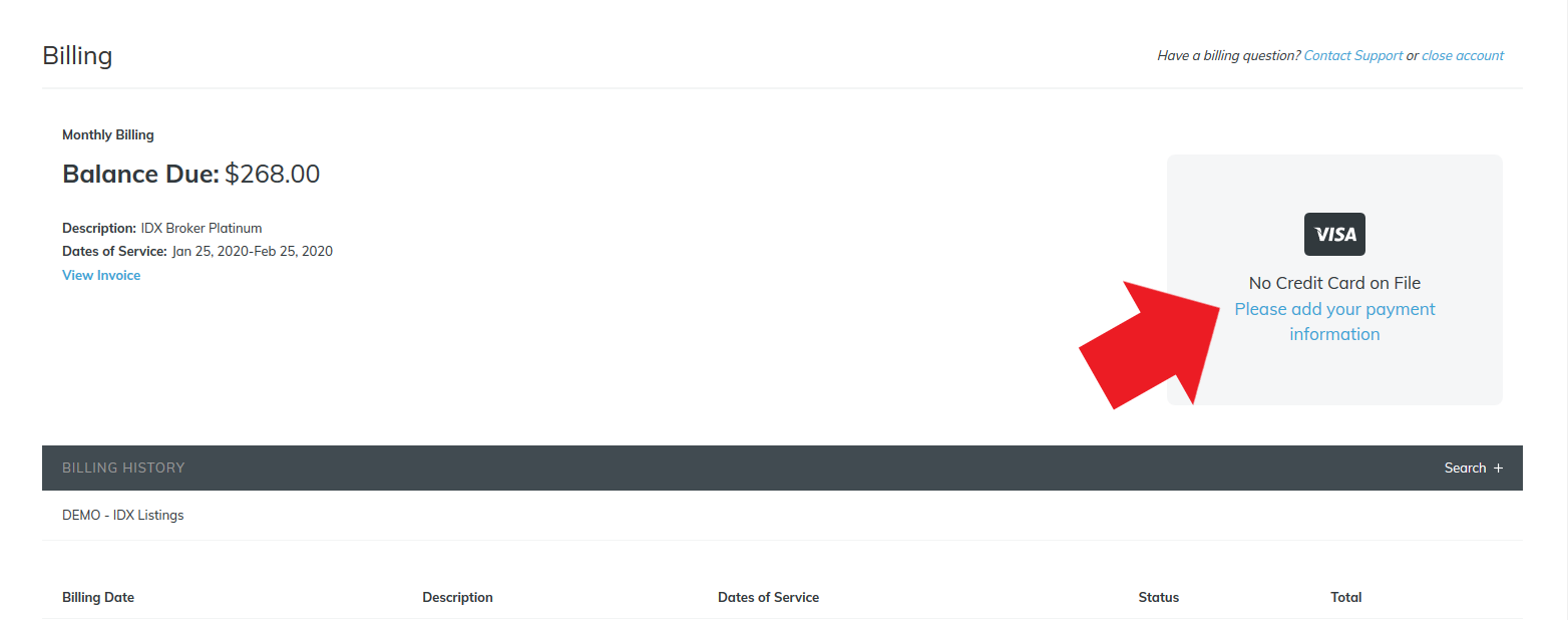 Update Your Billing – IDX Broker