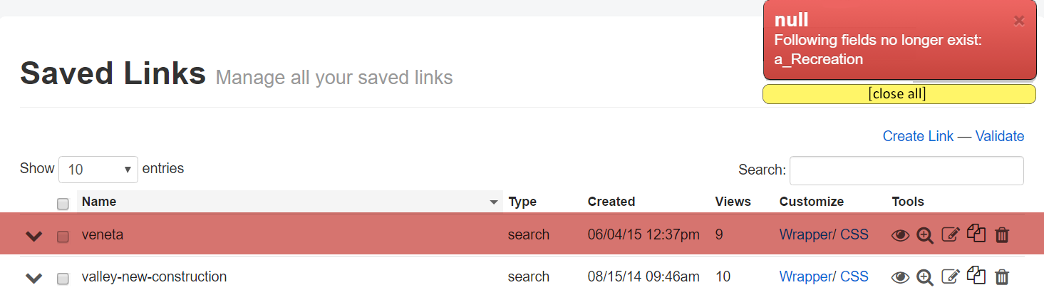 Validate Saved Links – IDX Broker