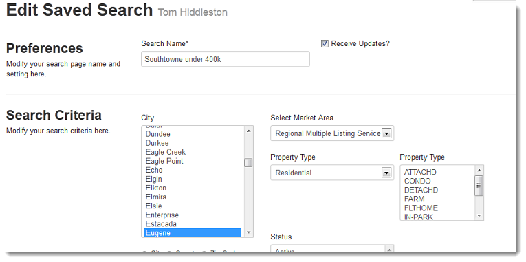Add or Edit Saved Search for Lead – IDX Broker