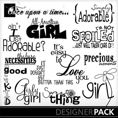Digital Scrapbooking Kits | All Girl Word Art | Girls, Word Design ...