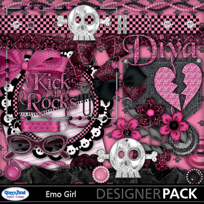 Digital Scrapbooking Kits | Emo Girl-(QueenBr) | Everyday, Girls, Kid ...