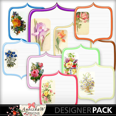 Digital Scrapbooking Kits | Flower Labels 2-(aniaw) | Decorative ...