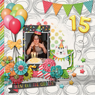 Digital Scrapbooking Kits | Cake & Balloons-page kit-(MSG) | Birthdays ...
