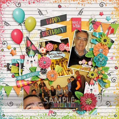 Digital Scrapbooking Kits | Cake & Balloons-page kit-(MSG) | Birthdays ...