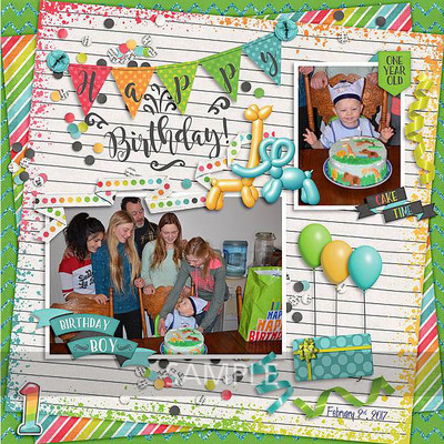 Digital Scrapbooking Kits | Cake & Balloons-page kit-(MSG) | Birthdays ...
