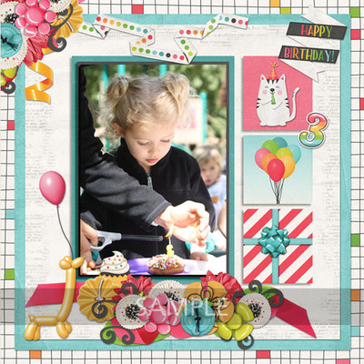 Digital Scrapbooking Kits | Cake & Balloons-page kit-(MSG) | Birthdays ...