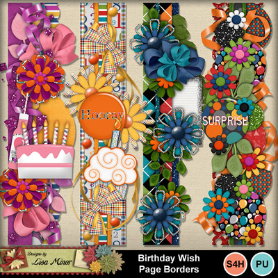Digital Scrapbooking Kits | Birthday Wish Page Borders-(LisaMM ...