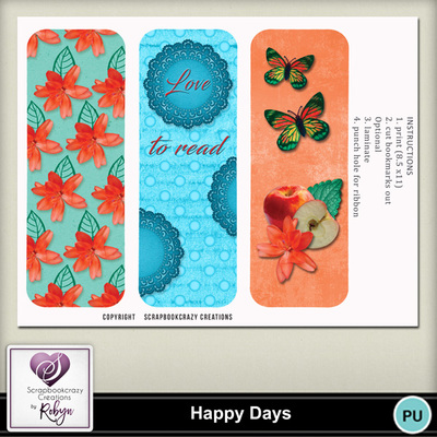 Digital Scrapbooking Kits | Happy Days Bookmarks-(SCRobyn) | Craftable ...