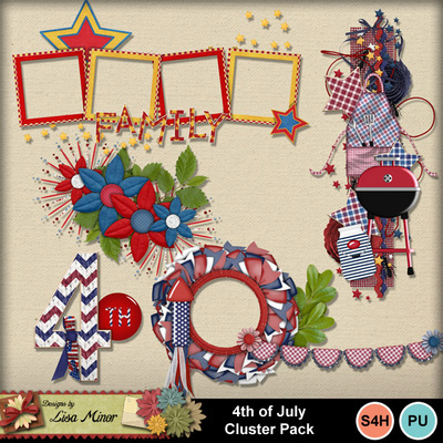 Digital Scrapbooking Kits | 4th of July Cluster Pack-(LisaMM) | Family ...