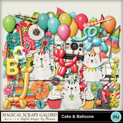 Digital Scrapbooking Kits | Cake & Balloons-page kit-(MSG) | Birthdays ...
