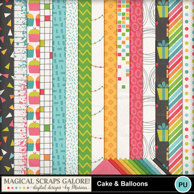 Digital Scrapbooking Kits | Cake & Balloons-page kit-(MSG) | Birthdays ...