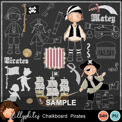 Digital Scrapbooking Kits | Chalkboard Pirates-(lillysk) | Birthdays ...