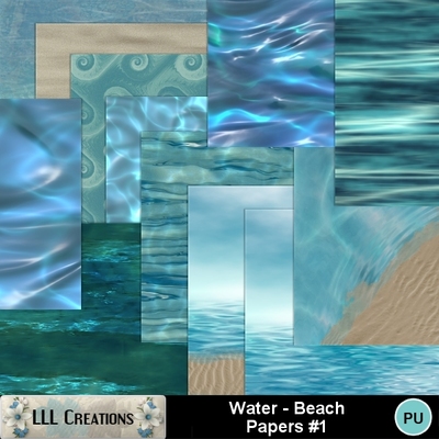 Digital Scrapbooking Kits | Water-Beach Papers 1-(LLLCrtn) | Beach ...