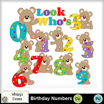 Digital Scrapbooking Kits | Birthday Numbers Clipart Set-(Whispy ...