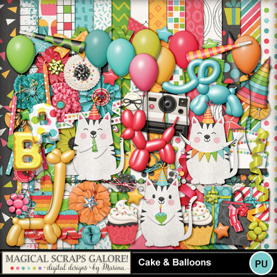 Digital Scrapbooking Kits | Cake & Balloons-bundle-(MSG) | Birthdays ...