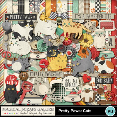 Digital Scrapbooking Kits | Pretty Paws Cats-bundle-(MSG) | Animals ...
