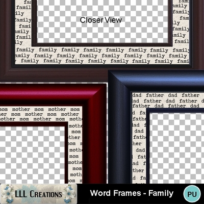 Digital Scrapbooking Kits | Word Frames-Family-(LLLCrtn) | Decorative ...