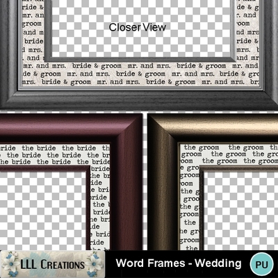 Digital Scrapbooking Kits | Word Frames-Wedding-(LLLCrtn ...