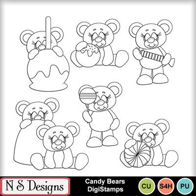 Digital Scrapbooking Kits | Candy Bears DigiStamps-(NSD) | Animals ...