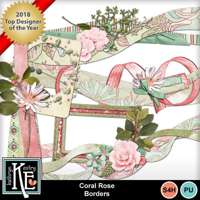 Digital Scrapbooking Kits | Coral Rose Borders-(Kathryn) | Heritage ...