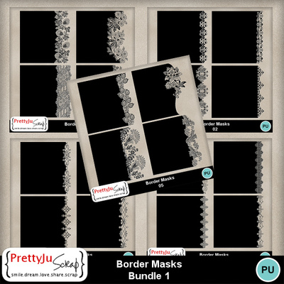 Digital Scrapbooking Kits | Border Masks Col1-(P-Ju)-(P-Ju ...
