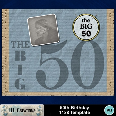 Digital Scrapbooking Kits | 50th Birthday 11x8 Template-(LLLCrtn ...