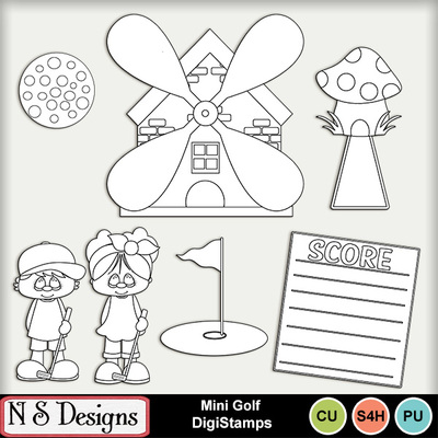 Digital Scrapbooking Kits | Mini Golf DigiStamps-(NSD) | Commercial Use ...