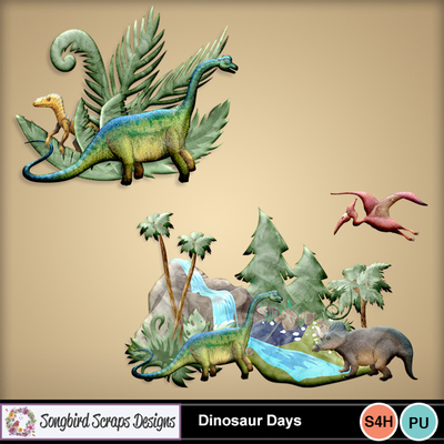 Digital Scrapbooking Kits | Dinosaur Days-(SngBird) | Animals - Pets ...