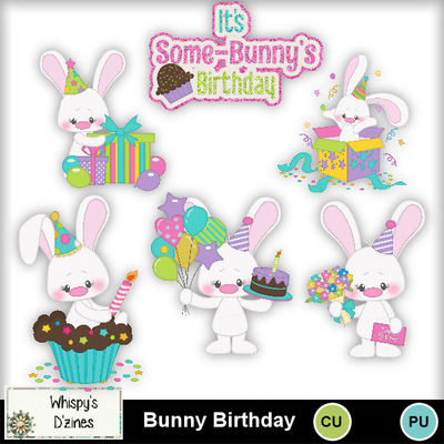 Digital Scrapbooking Kits | Bunny Birthday Clipart Set-(Whispy ...
