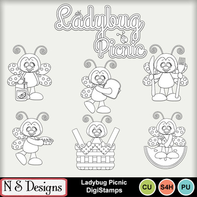 Digital Scrapbooking Kits | Ladybug Picnic DigiStamps-(NSD) | Animals ...
