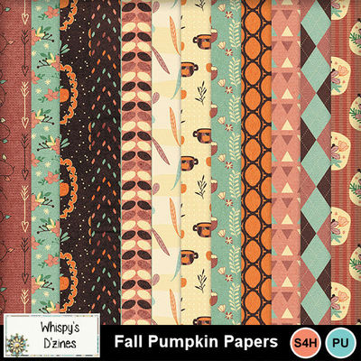 Digital Scrapbooking Kits | Fall Pumpkin Paper Pack-(Whispy) | Everyday ...