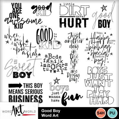Digital Scrapbooking Kits | Good Boy Word Art-(waw) | Boys, Everyday ...