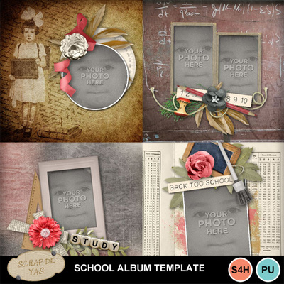 Digital Scrapbooking Kits | School Album Template-(Yascrap) | School ...
