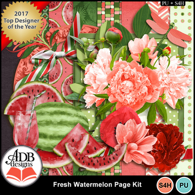 Digital Scrapbooking Kits | Fresh Watermelon PAGE KIT-(ADBD) | Everyday ...