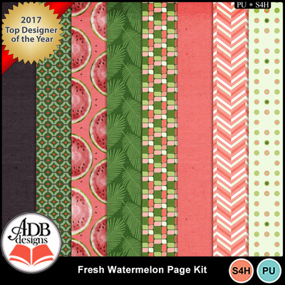 Digital Scrapbooking Kits | Fresh Watermelon PAGE KIT-(ADBD) | Everyday ...